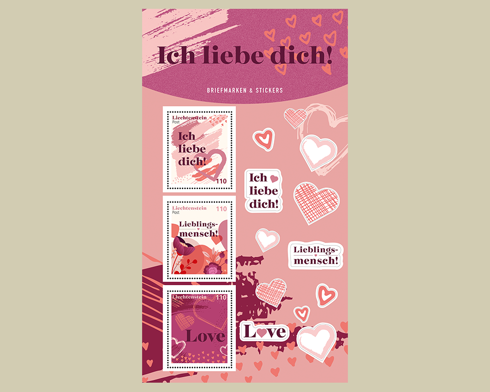 Ich liebe dich - Feuilles de stickers - Philatelie Liechtenstein